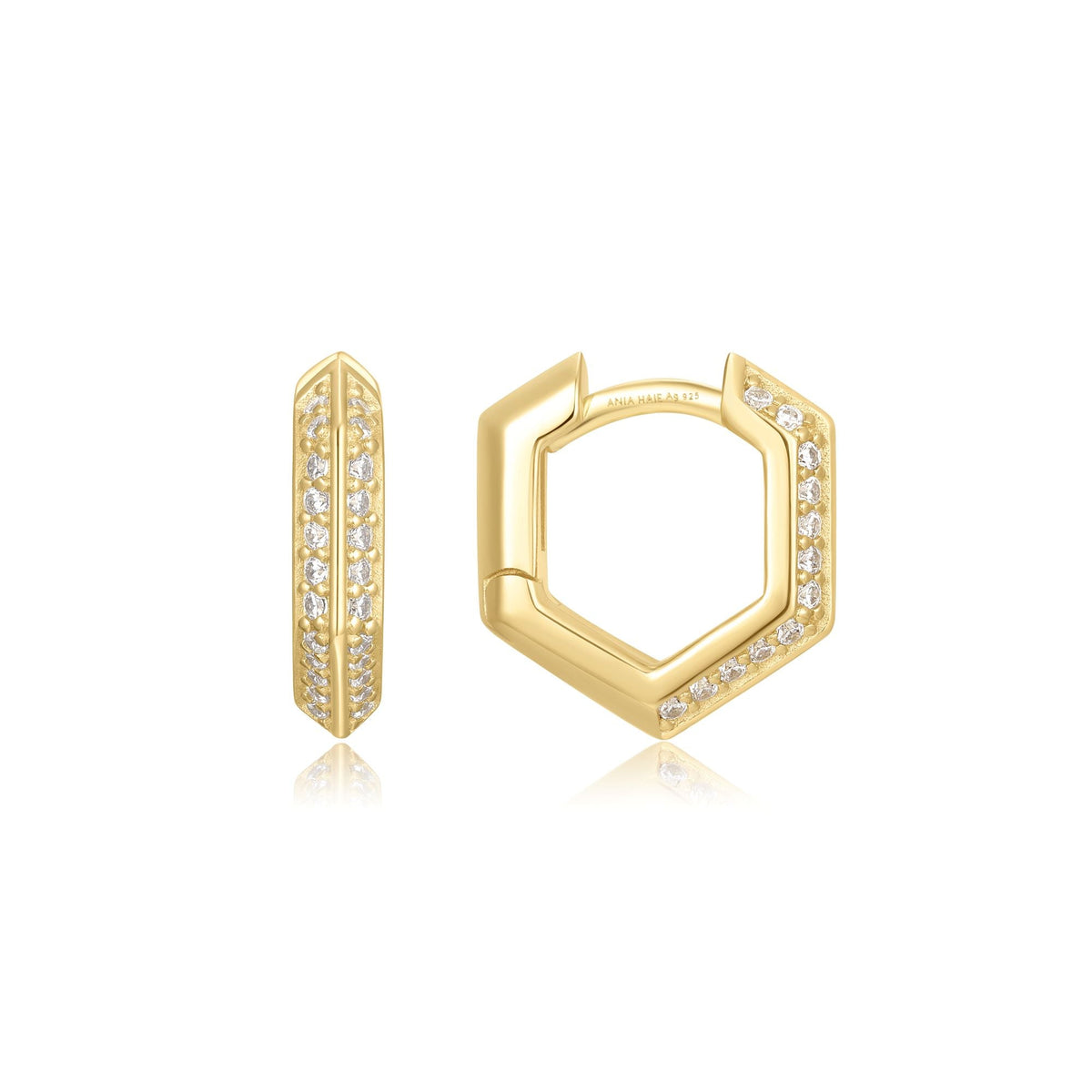 Gold Sparkling Shield Huggie Hoop Earrings – Ania Haie EU