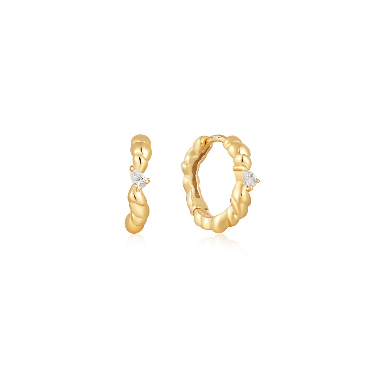 Gold Twisted Wave Huggie Hoop Earrings – Ania Haie EU