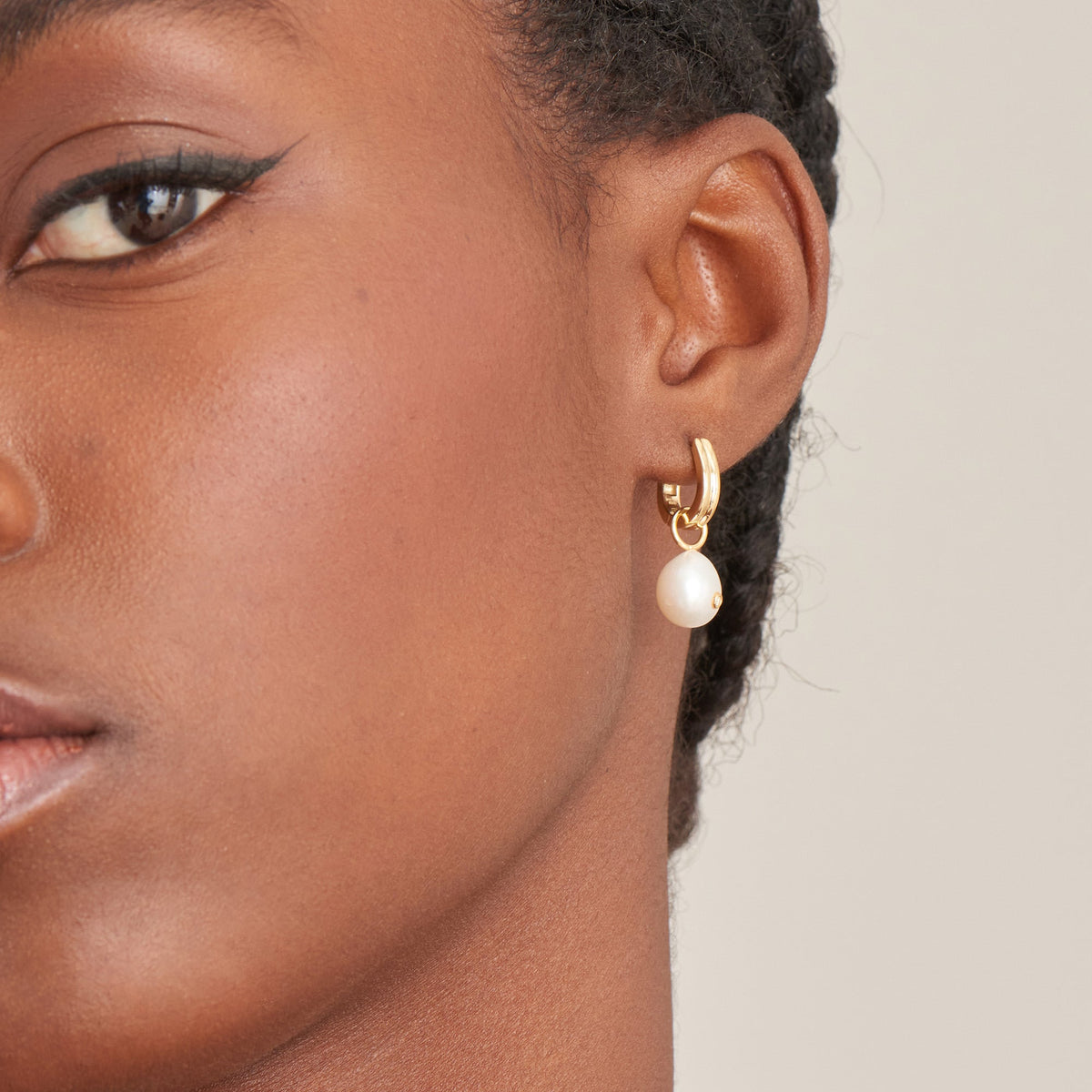 Gold Pearl Drop Sparkle Huggie Hoop Earrings – Ania Haie EU