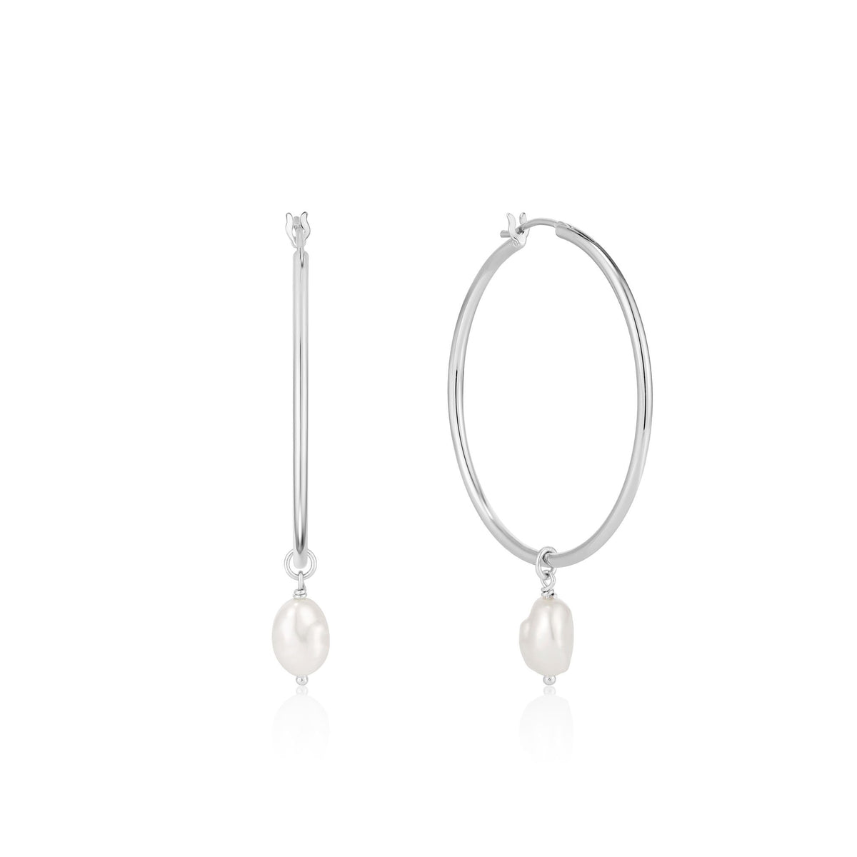 Silver Pearl Hoop Earrings – Ania Haie EU
