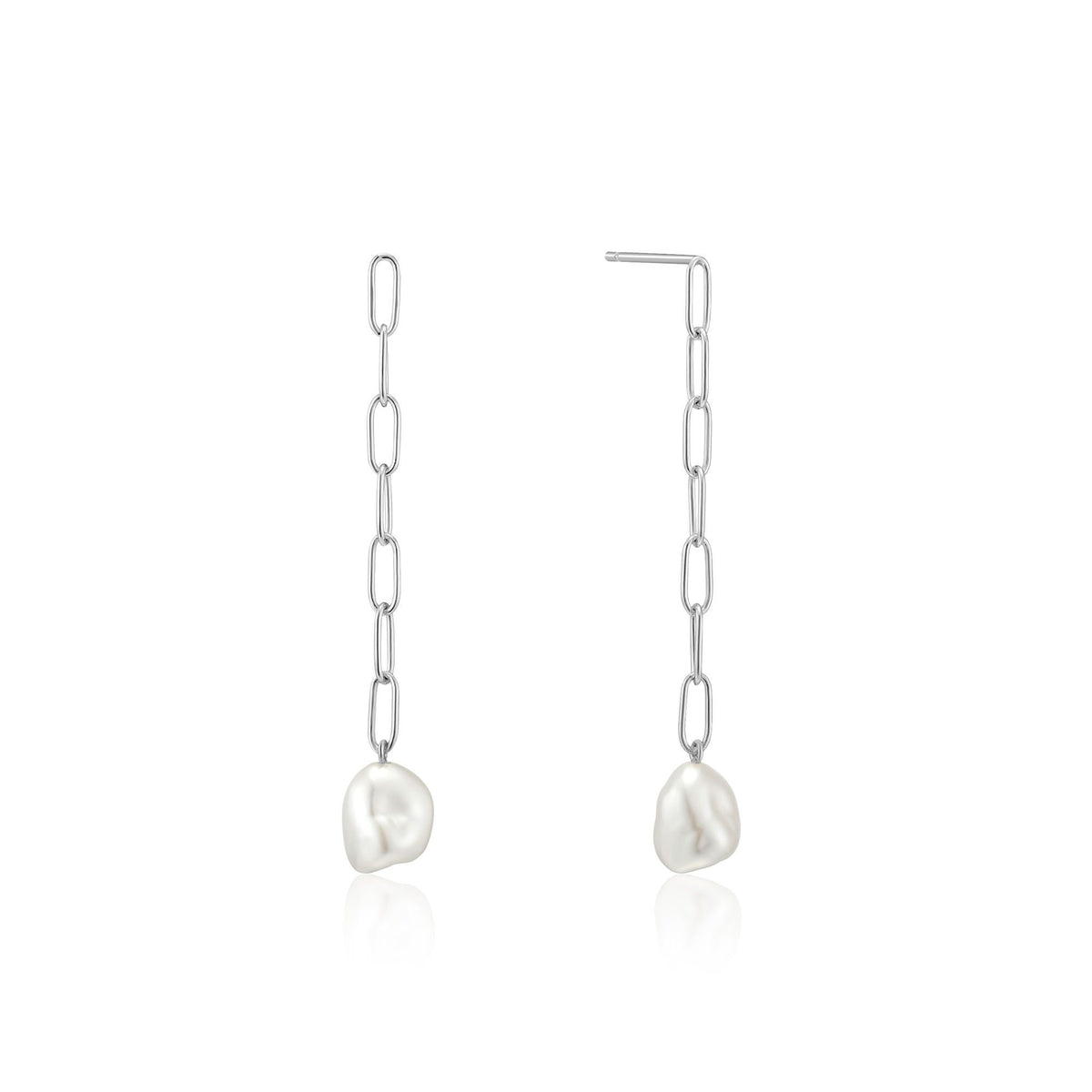 Silver Pearl Chunky Drop Earrings – Ania Haie EU