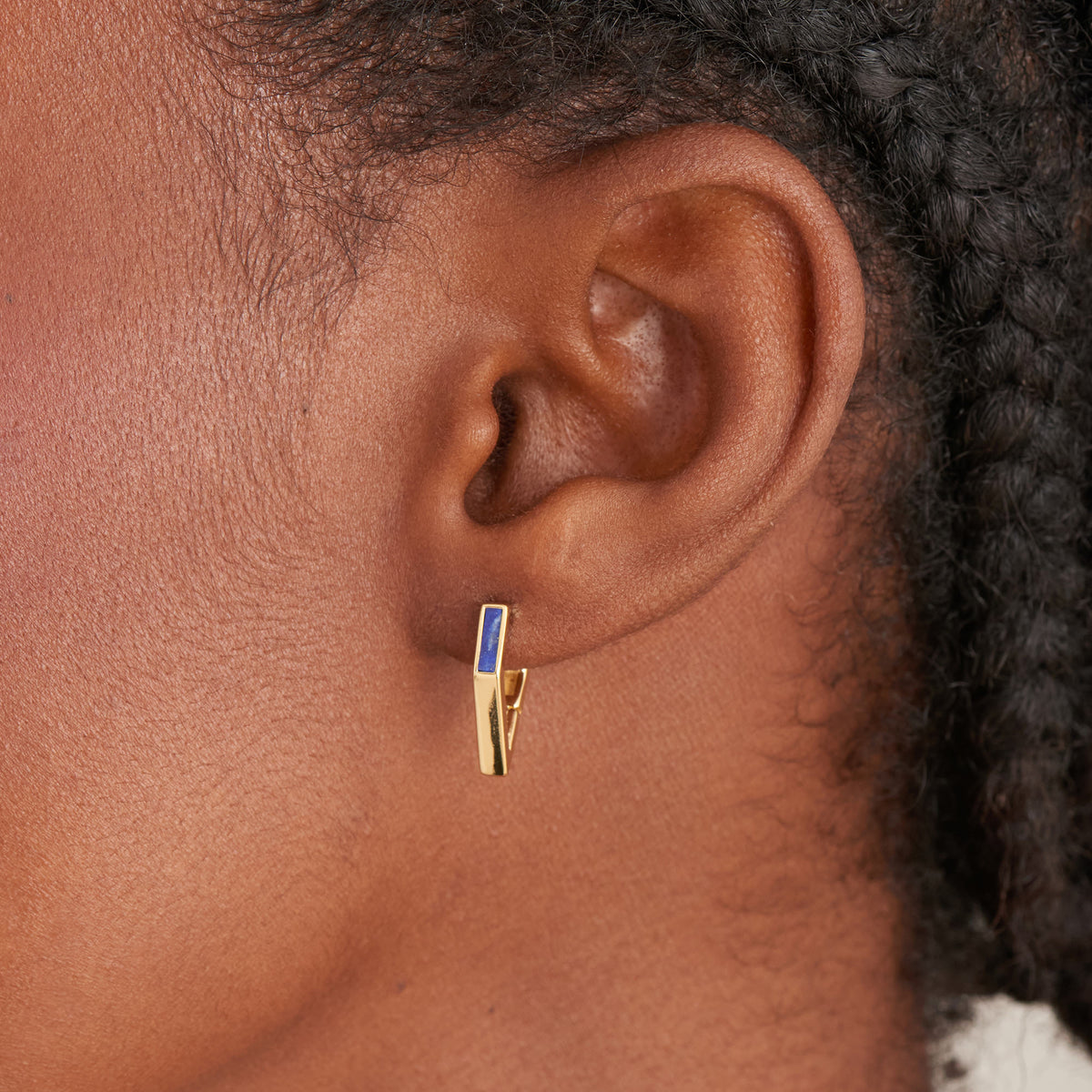 Gold Lapis Angular Hoop Earrings – Ania Haie EU